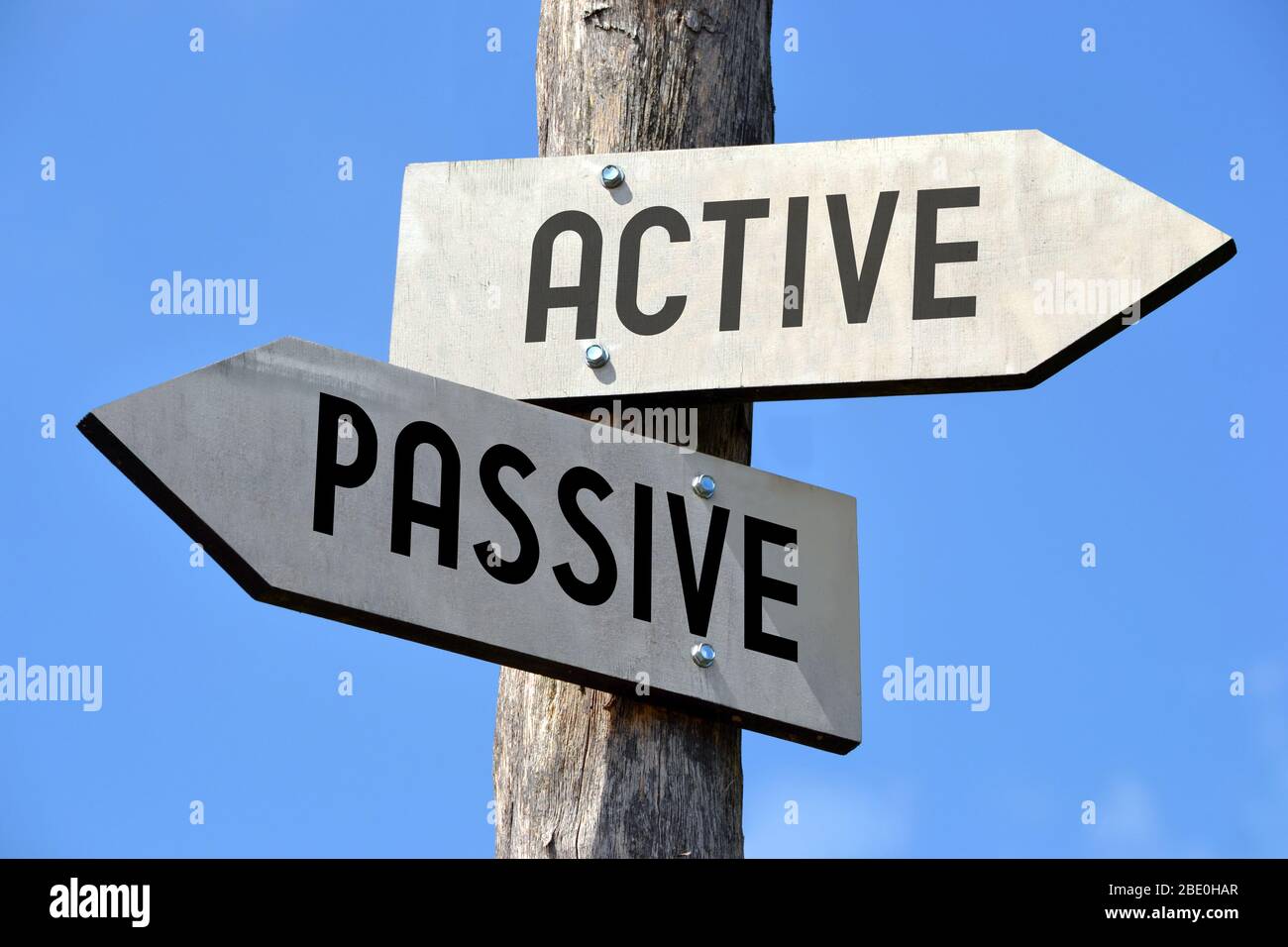 Active and passive signpost Stock Photo - Alamy Active and passive signpost Stock Photo - Alamy