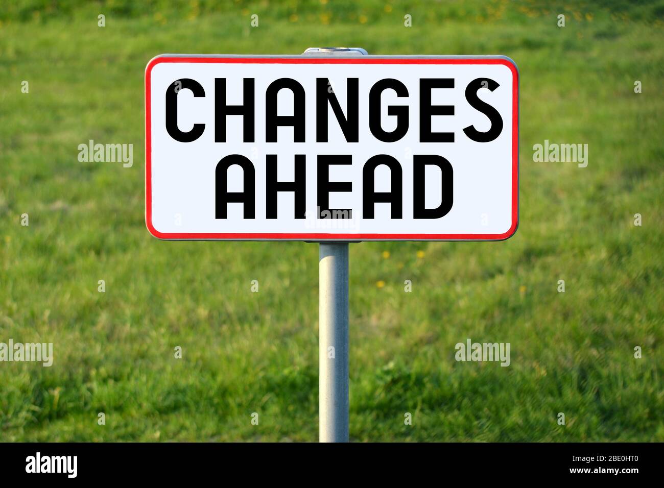 Changes ahead signpost Stock Photo - Alamy