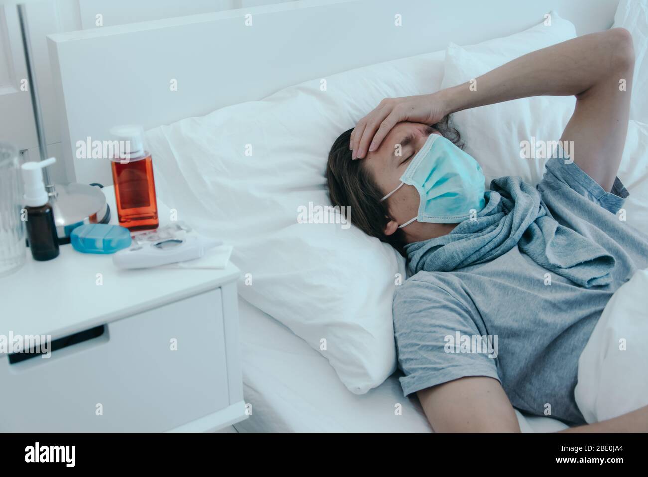 White young man hospital bed hi-res stock photography and images - Alamy