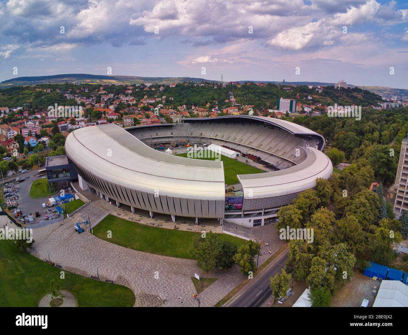 Aerial photo of Untold 2019 stage-Cluj Arena Stadium work in progress ...