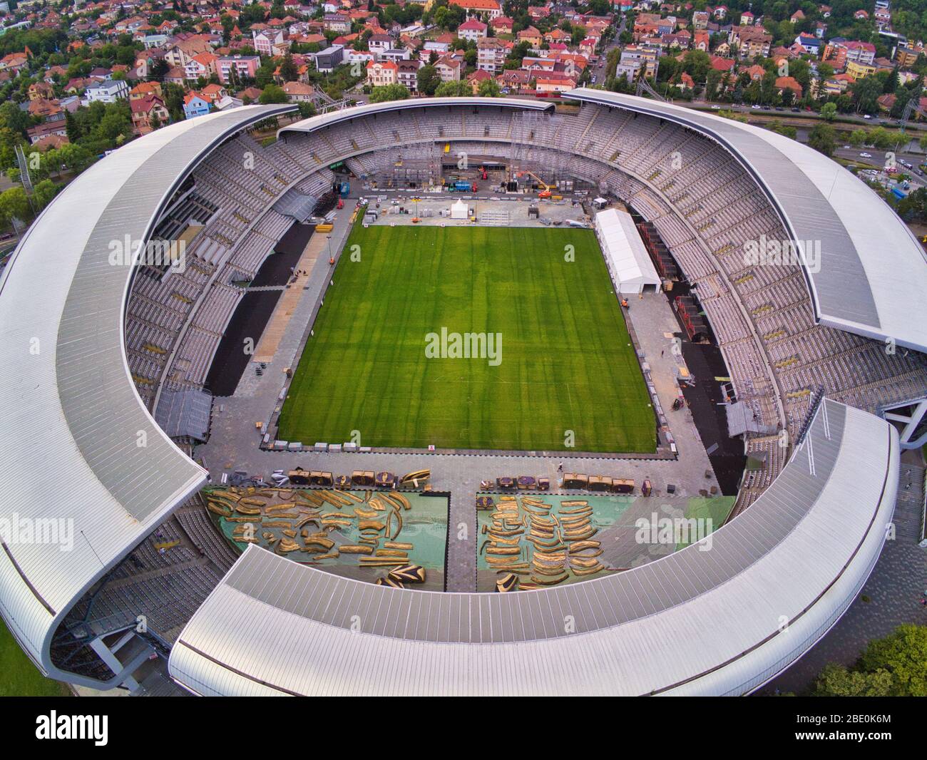 Aerial photo of Untold 2019 stage-Cluj Arena Stadium work in progress ...