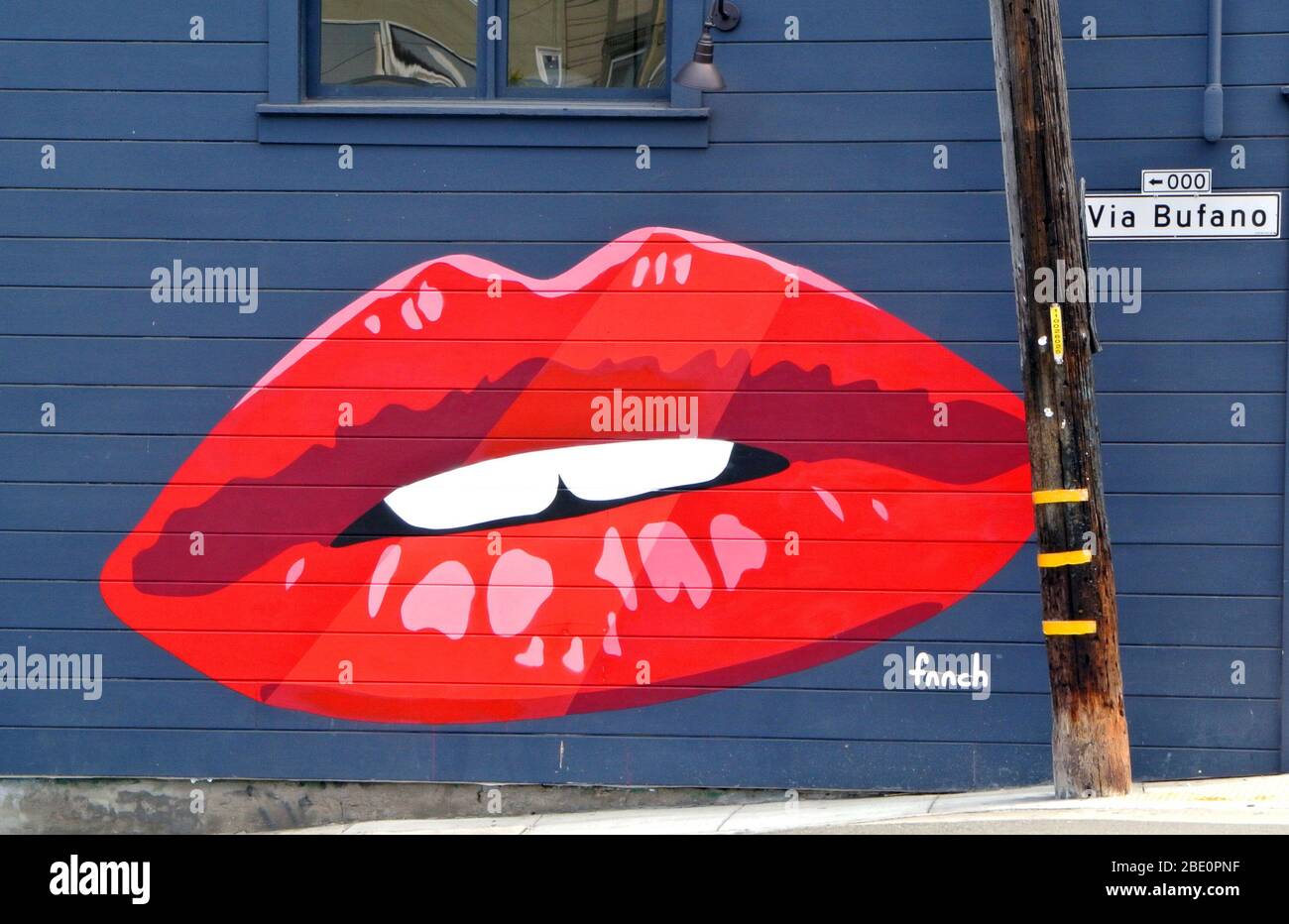 painting of lips on san francisco street wall Stock Photo - Alamy