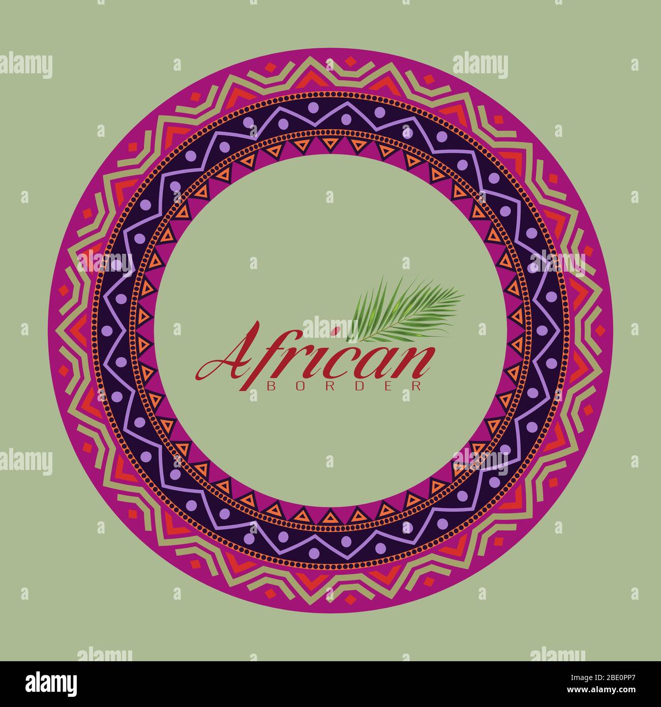 African round mandala or border with adinkra symbols. Antique pattern ...