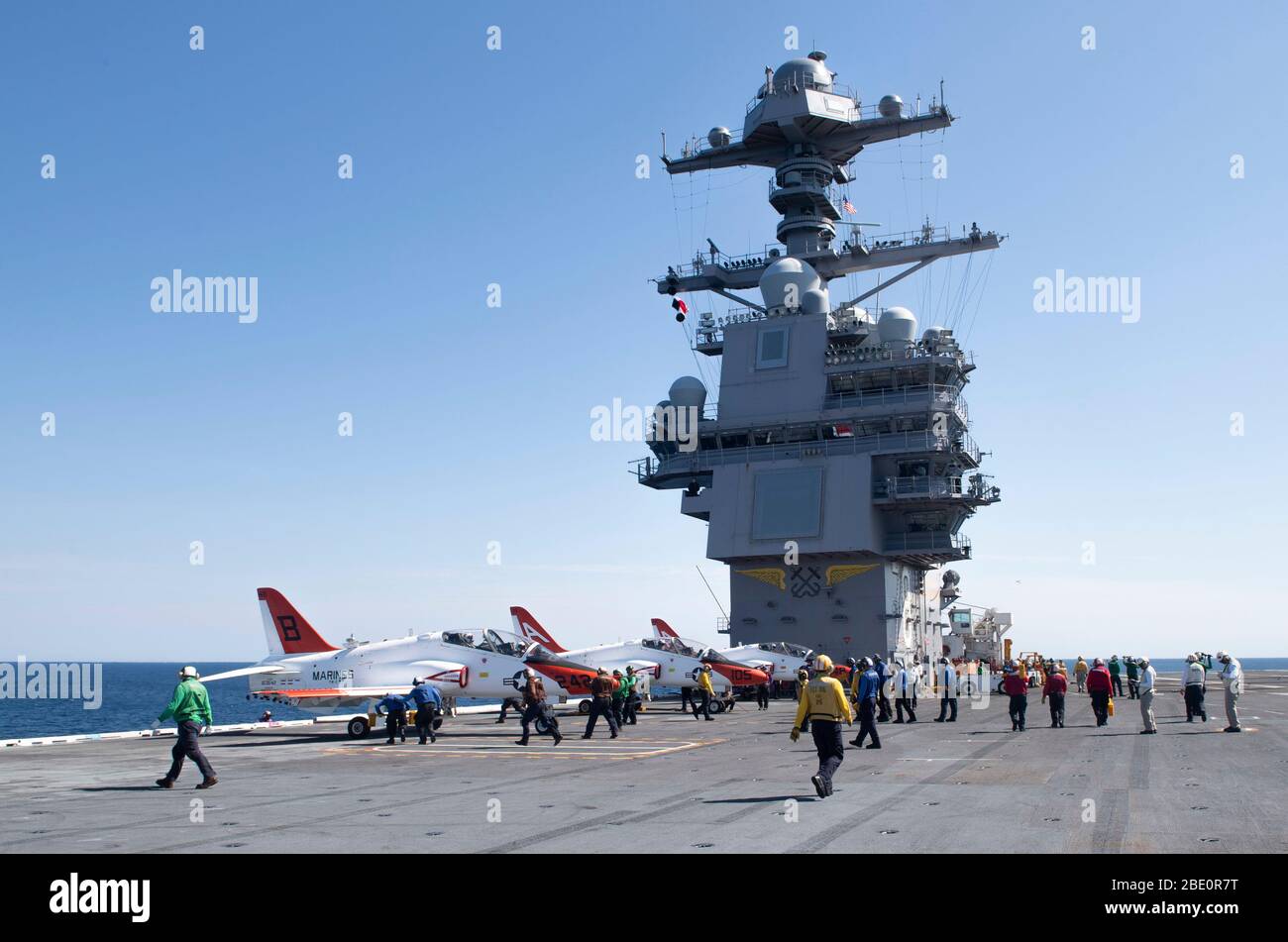 USS Gerald R. Ford (CVN 78) Sailors conduct flight operations on Ford's ...