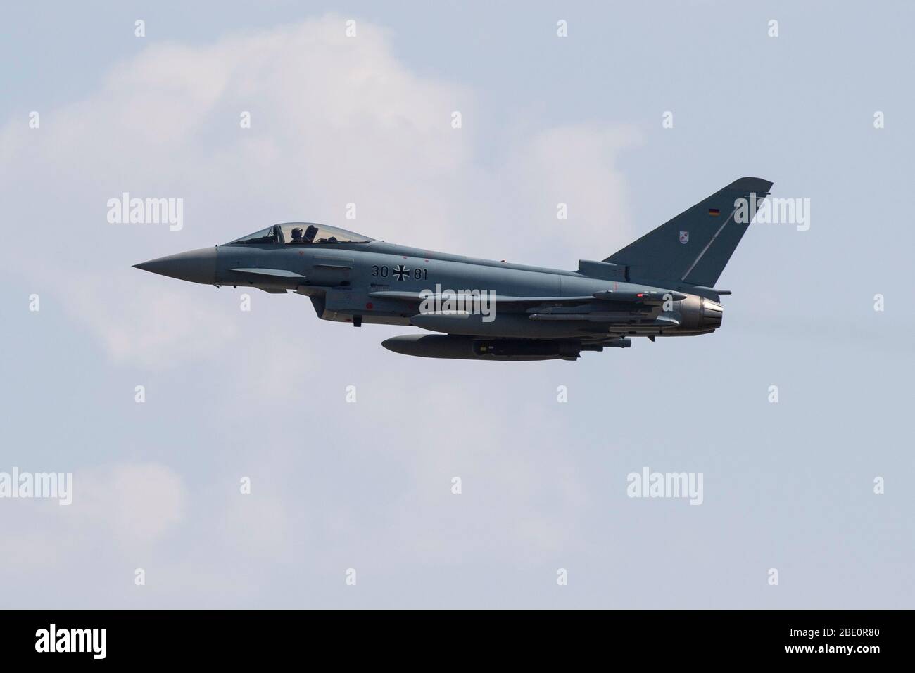 A German Eurofighter Typhoon assigned to Tactical Air Wing 31 ...