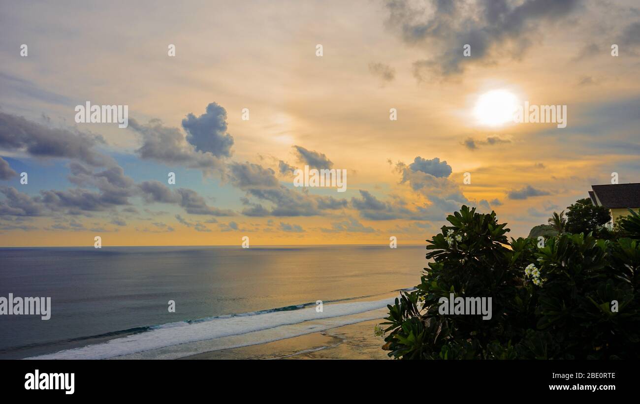 Beautiful views of the sky at sunset on the beach from the cliff Stock ...