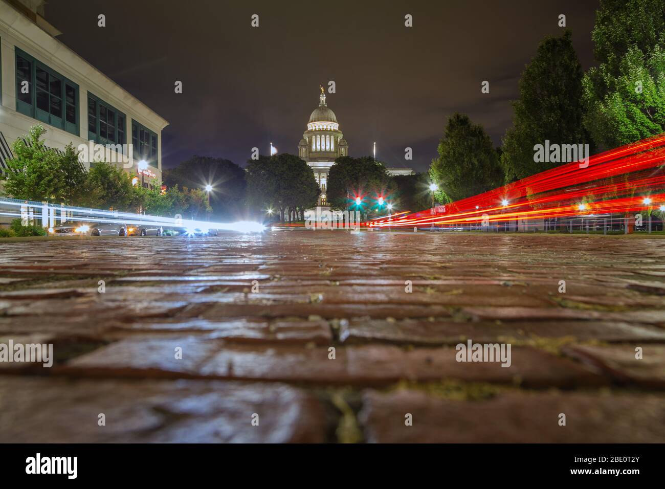 Rhode Island State House At Night Stock Photo - Alamy