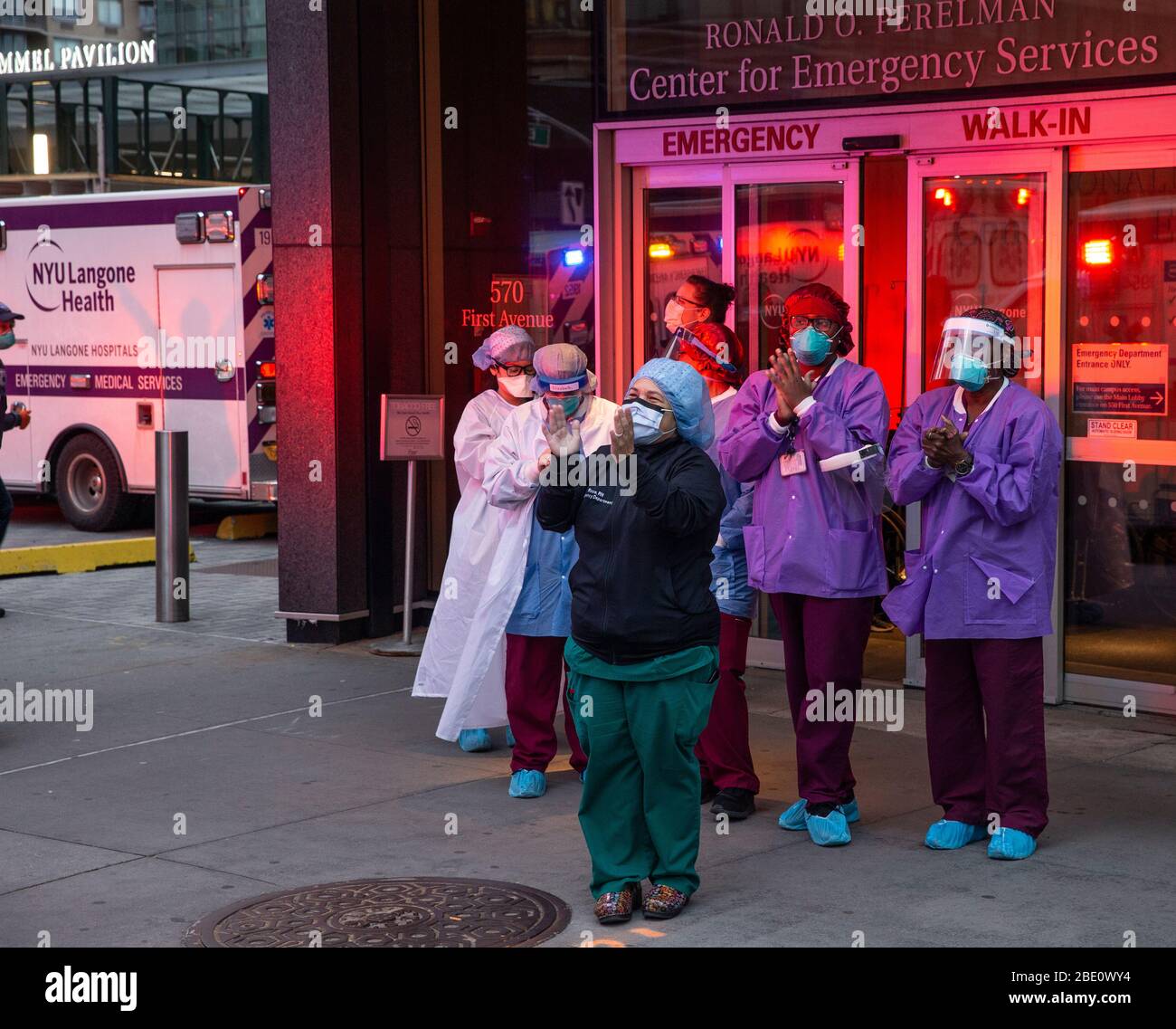 New York, NY - April 10, 2020: Nurses, doctors and medical staff of NYU ...