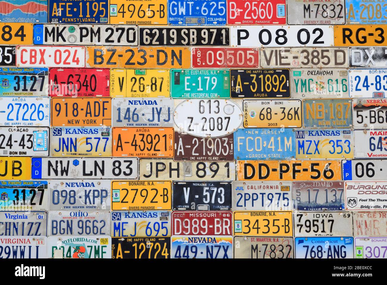 Car number plates in Kralendijk,Bonaire,Caribbean Stock Photo - Alamy