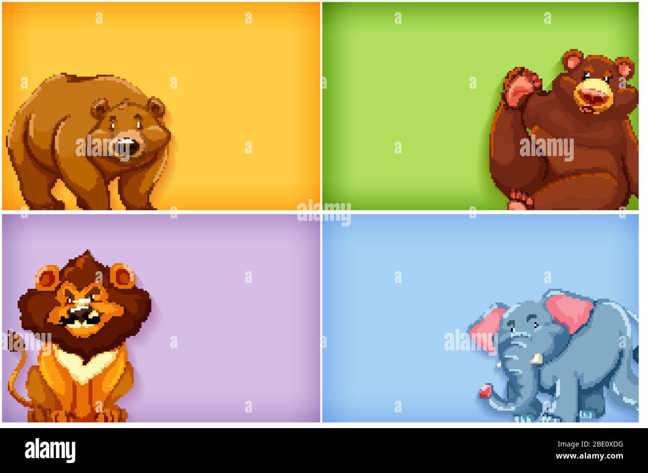 Background template design with plain color and many animals ...