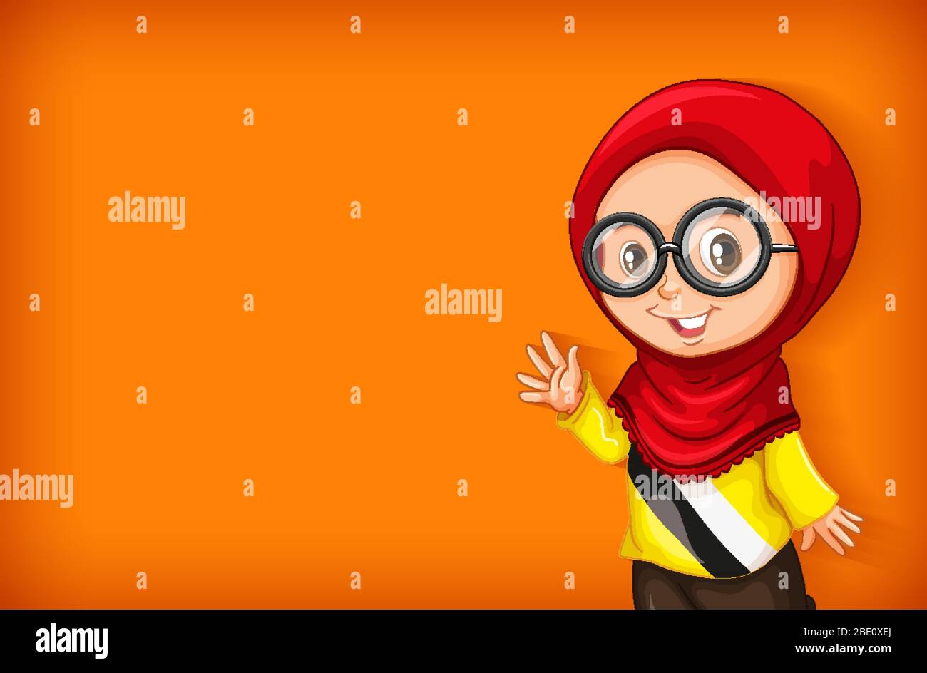 Background template design with plain color and muslim girl ...