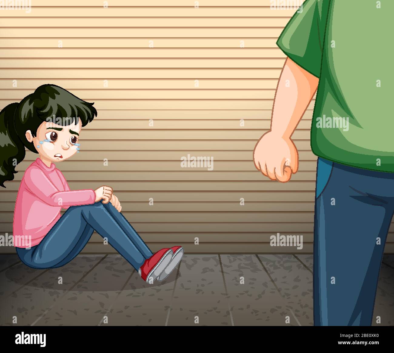 Scene with crying girl and angry man illustration Stock Vector Image ...