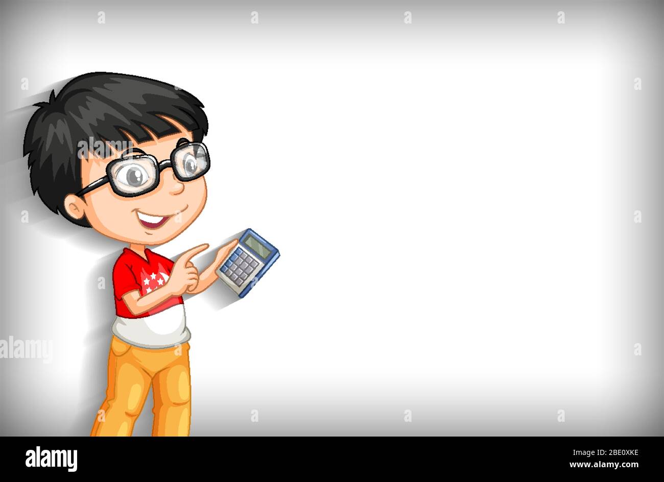 Background template design with plain color wall and happy boy ...
