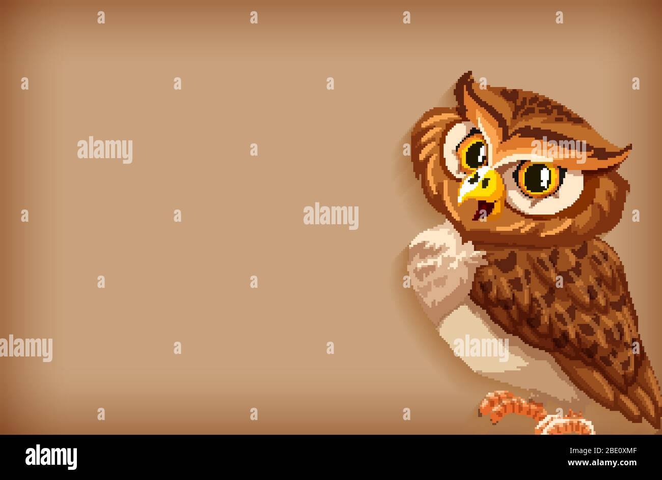 Background template with plain color and brown owl illustration Stock ...