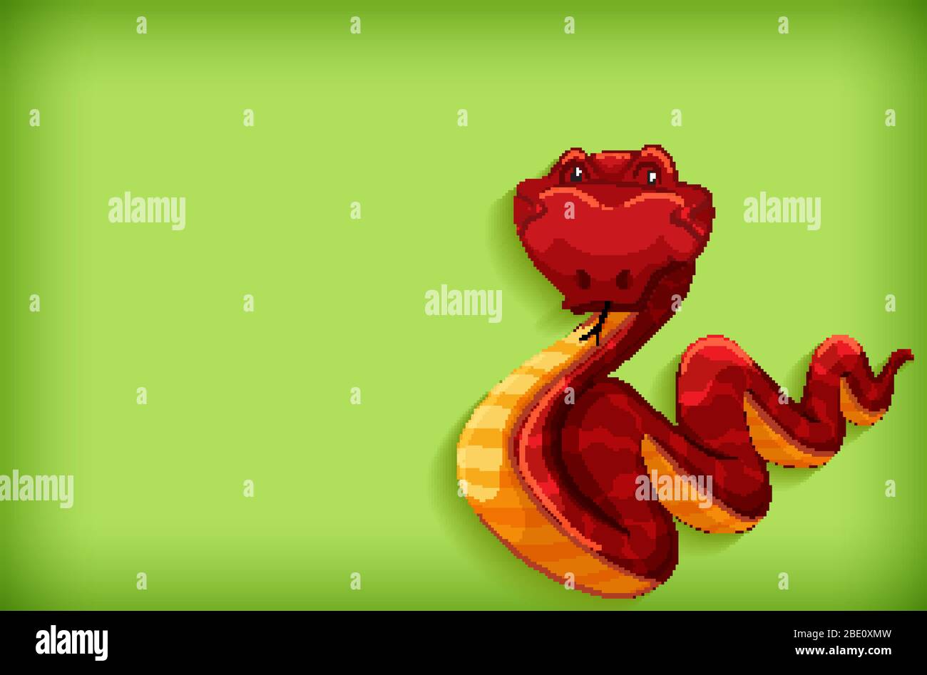 Background template design with plain color and red snake illustration ...