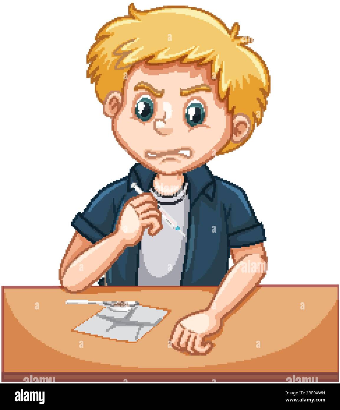 Teenage boy doing drug on white background illustration Stock Vector ...
