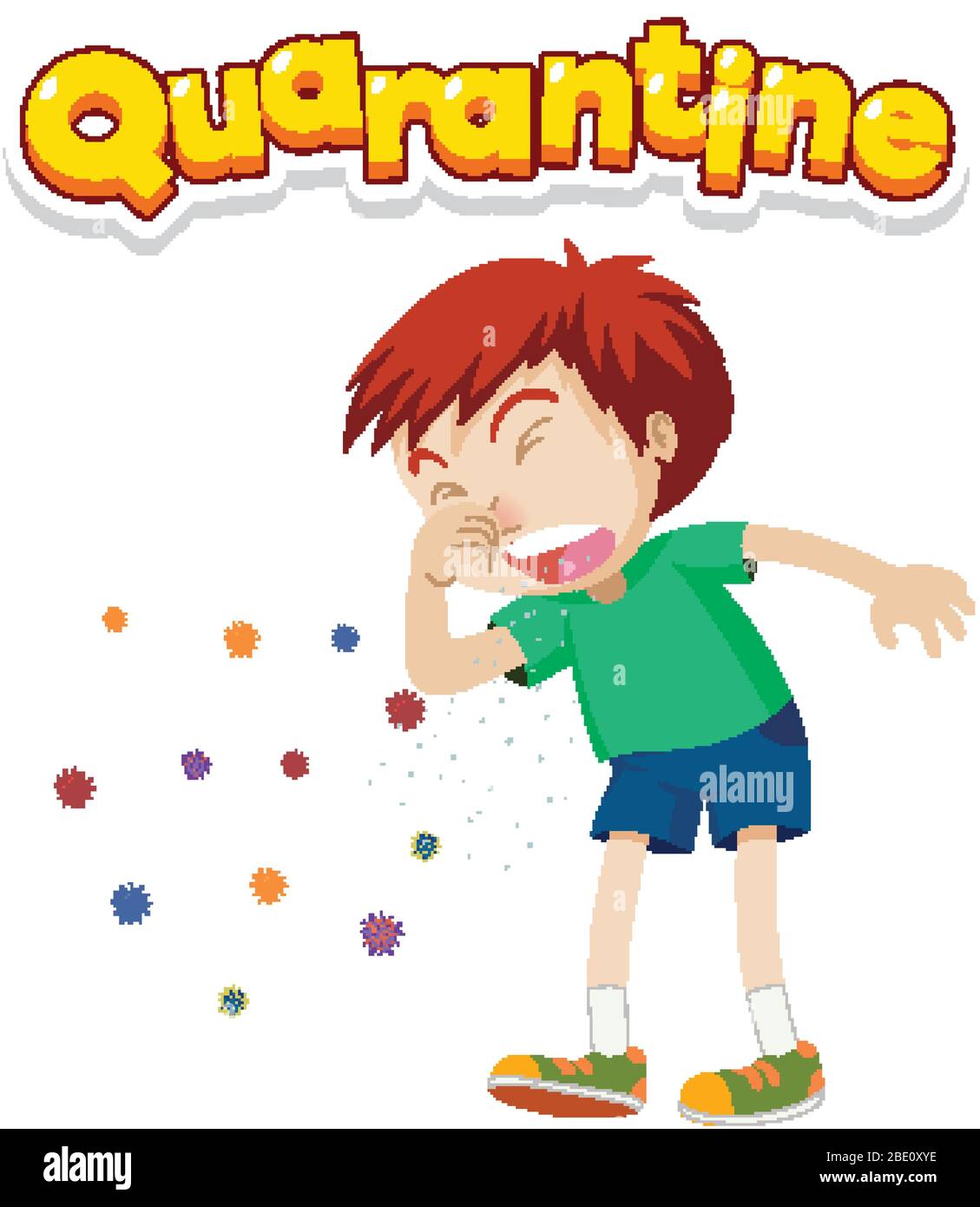Poster design for coronavirus theme with boy coughing illustration ...