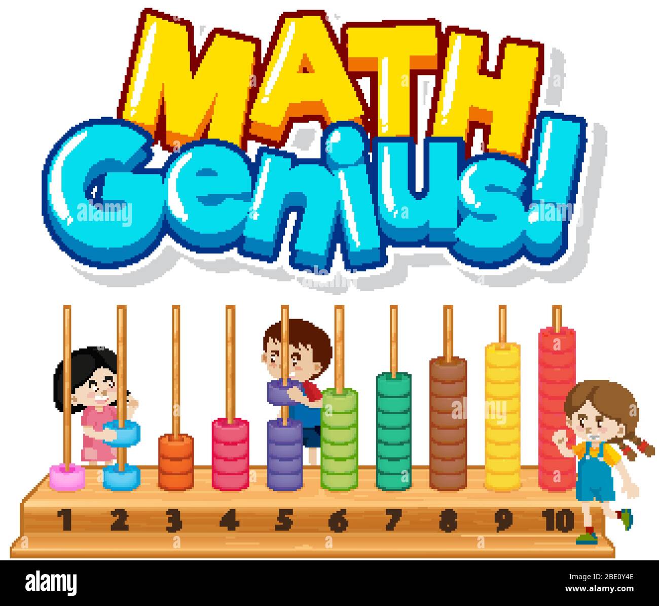 Font design for math genius with children and numbers illustration ...