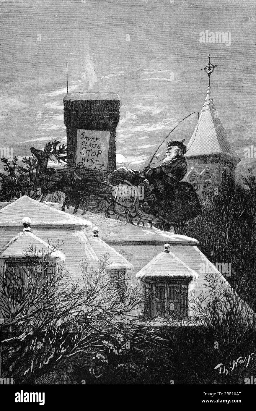 Reindeer sleigh on top Black and White Stock Photos & Images - Alamy