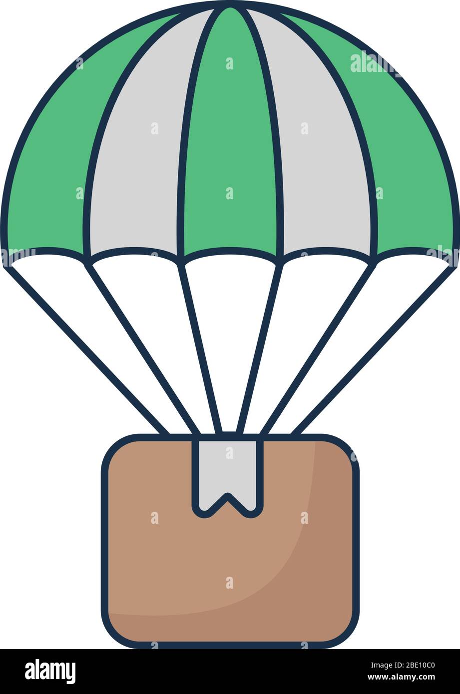 cardboard box with parachute on white background vector illustration ...