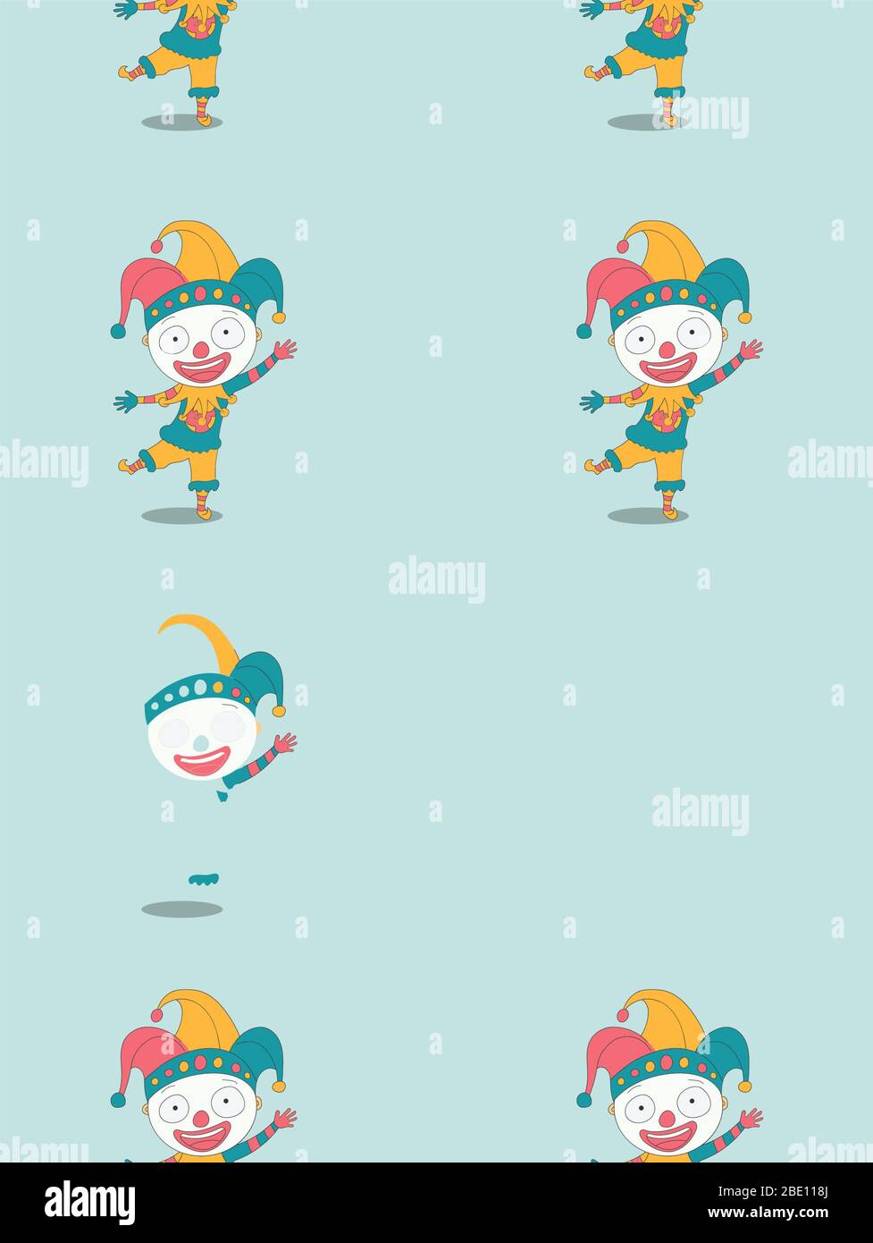 Little clown hand drawn card and seamless pattern. kids illustration ...