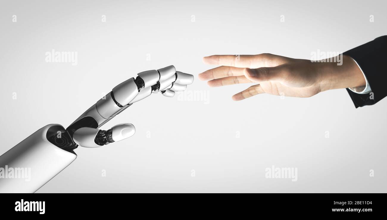 3D rendering artificial intelligence AI research of robot and cyborg ...