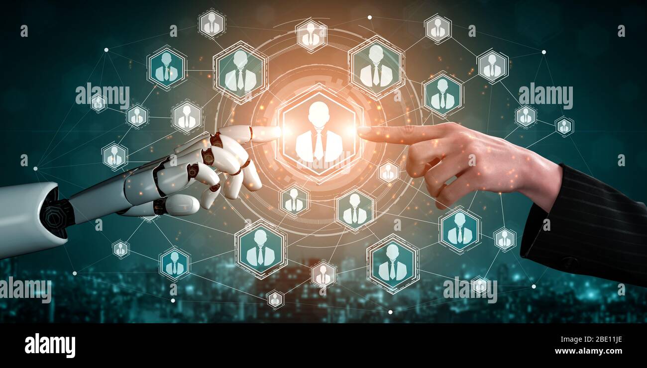 3D rendering artificial intelligence AI research of robot and cyborg ...