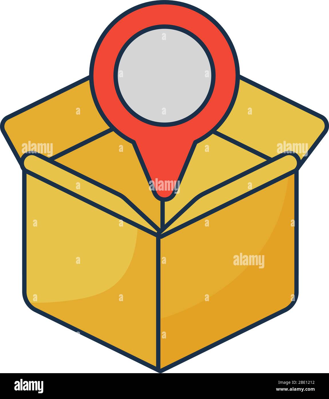 cardboard box with pointer of place on white background vector ...