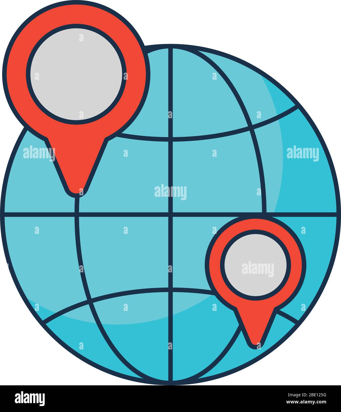global market with pointer of location on white background vector ...