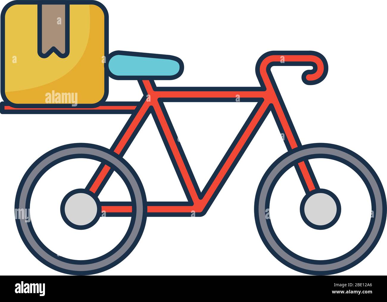 bicycle with cardboard box on white background vector illustration ...
