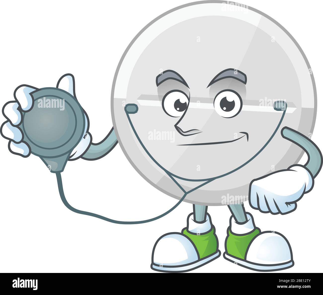 A dedicated Doctor white pills Cartoon character with stethoscope Stock ...