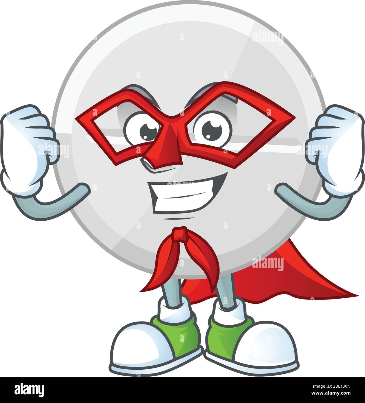 White pills cartoon design concept dressed as Super hero Stock Vector ...