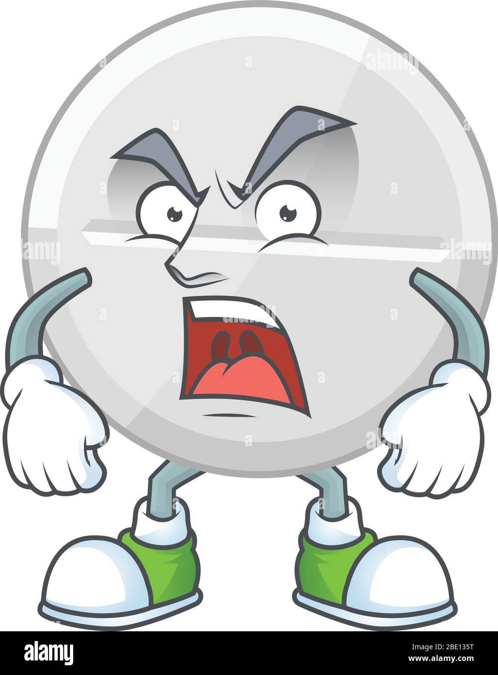 White pills cartoon character design with mad face Stock Vector Image ...