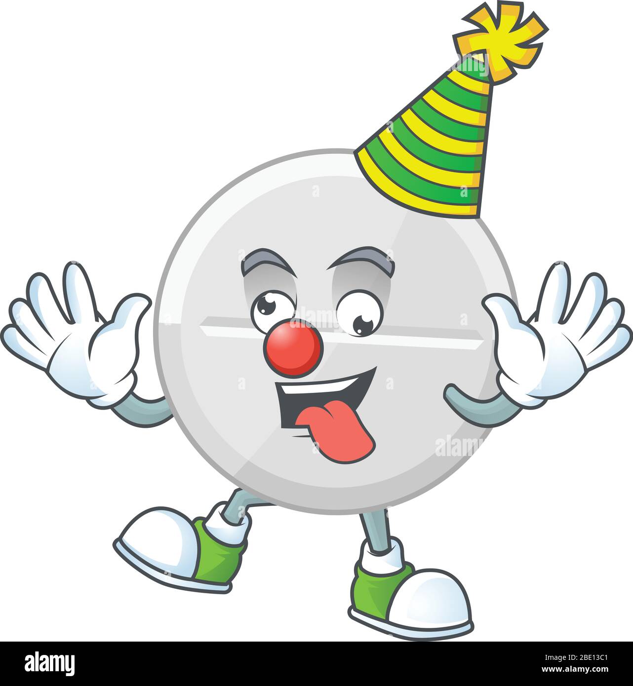 Amusing Clown white pills cartoon character mascot style Stock Vector ...