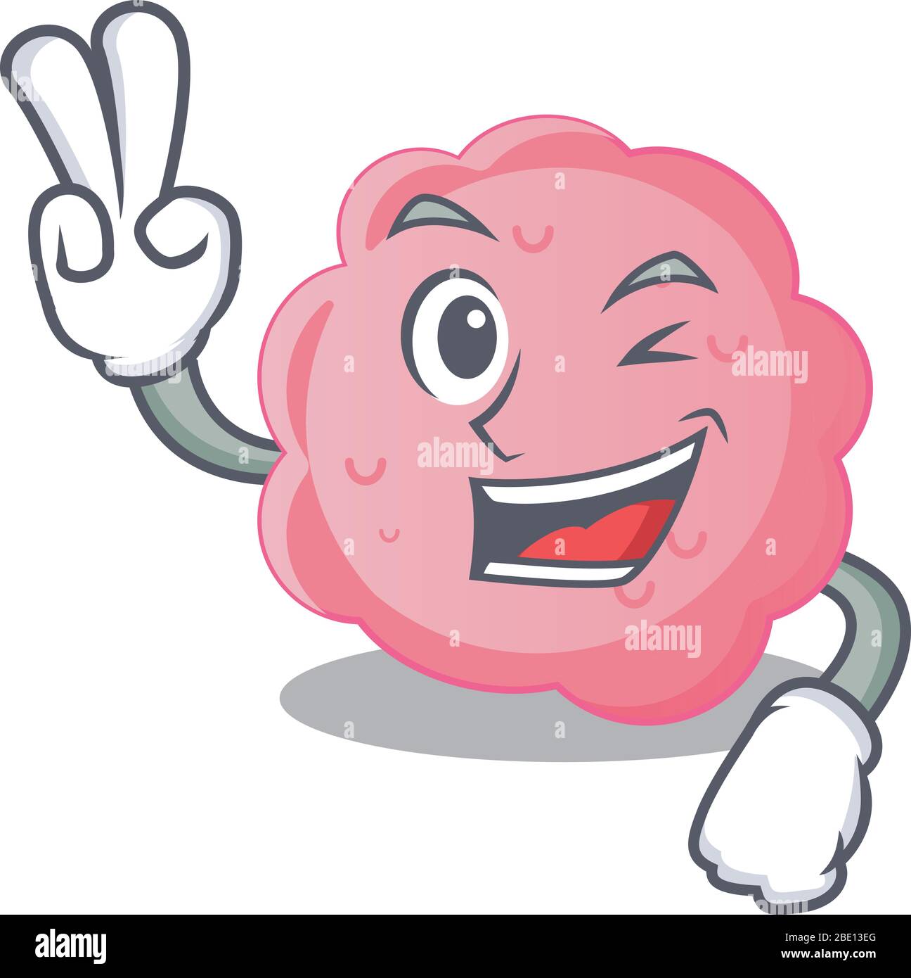 Happy Anaplasma Phagocytophilum Cartoon Design Concept With Two Fingers