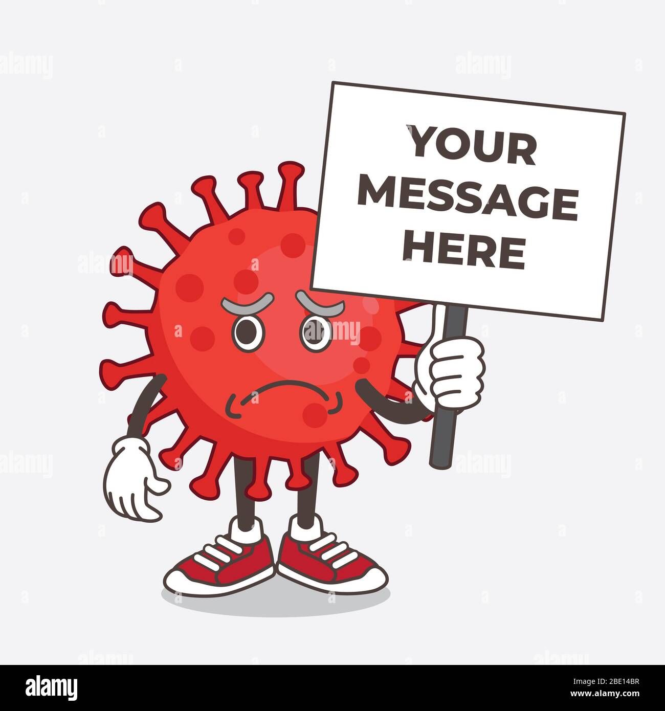 An illustration of Red Virus cartoon mascot character with cheerless ...