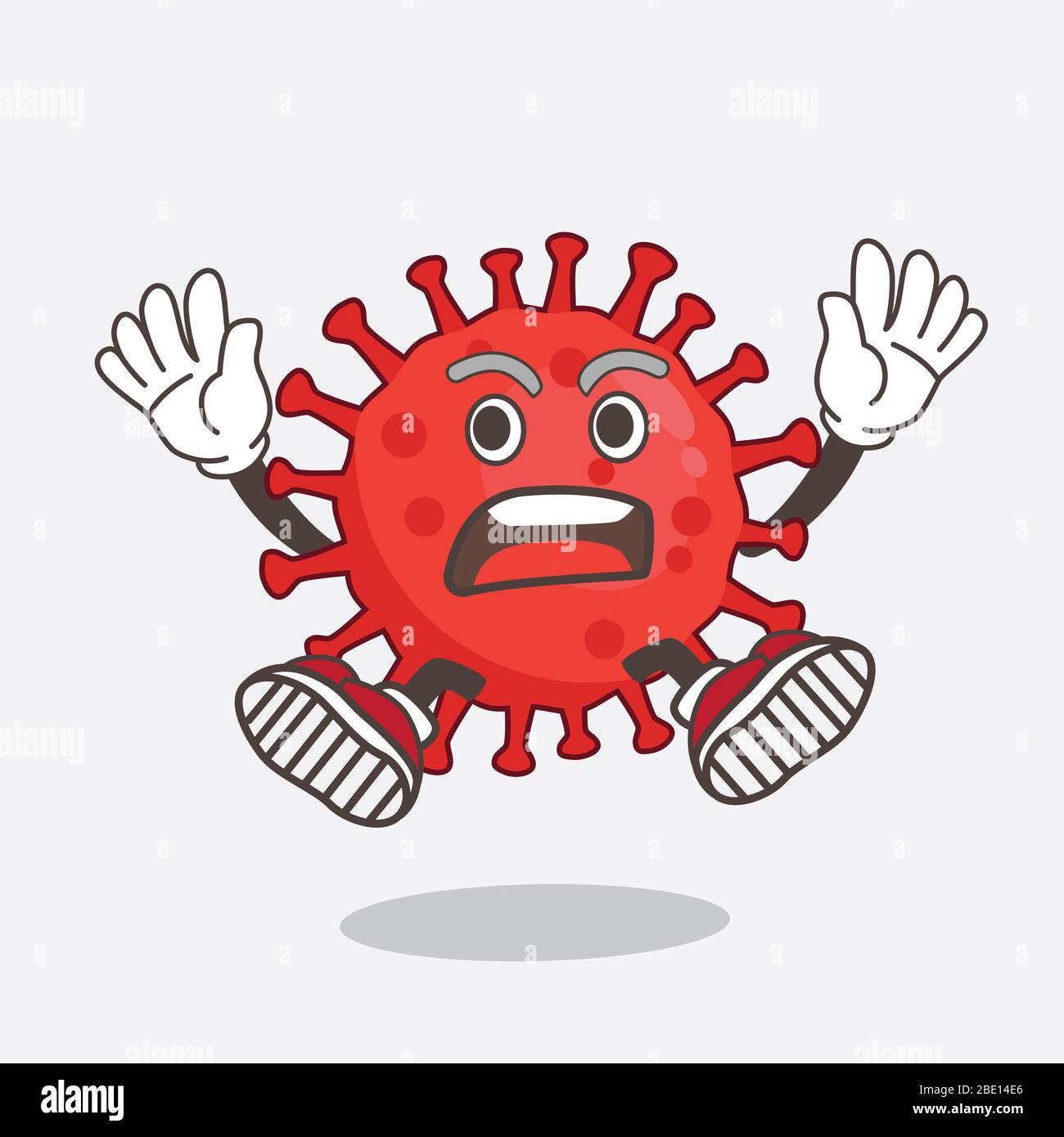An illustration of Red Virus cartoon mascot character with shocking ...