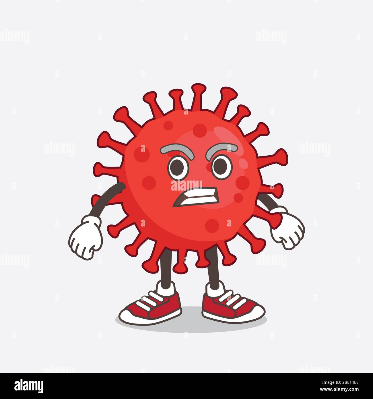 An illustration of Red Virus cartoon mascot character with angry face ...