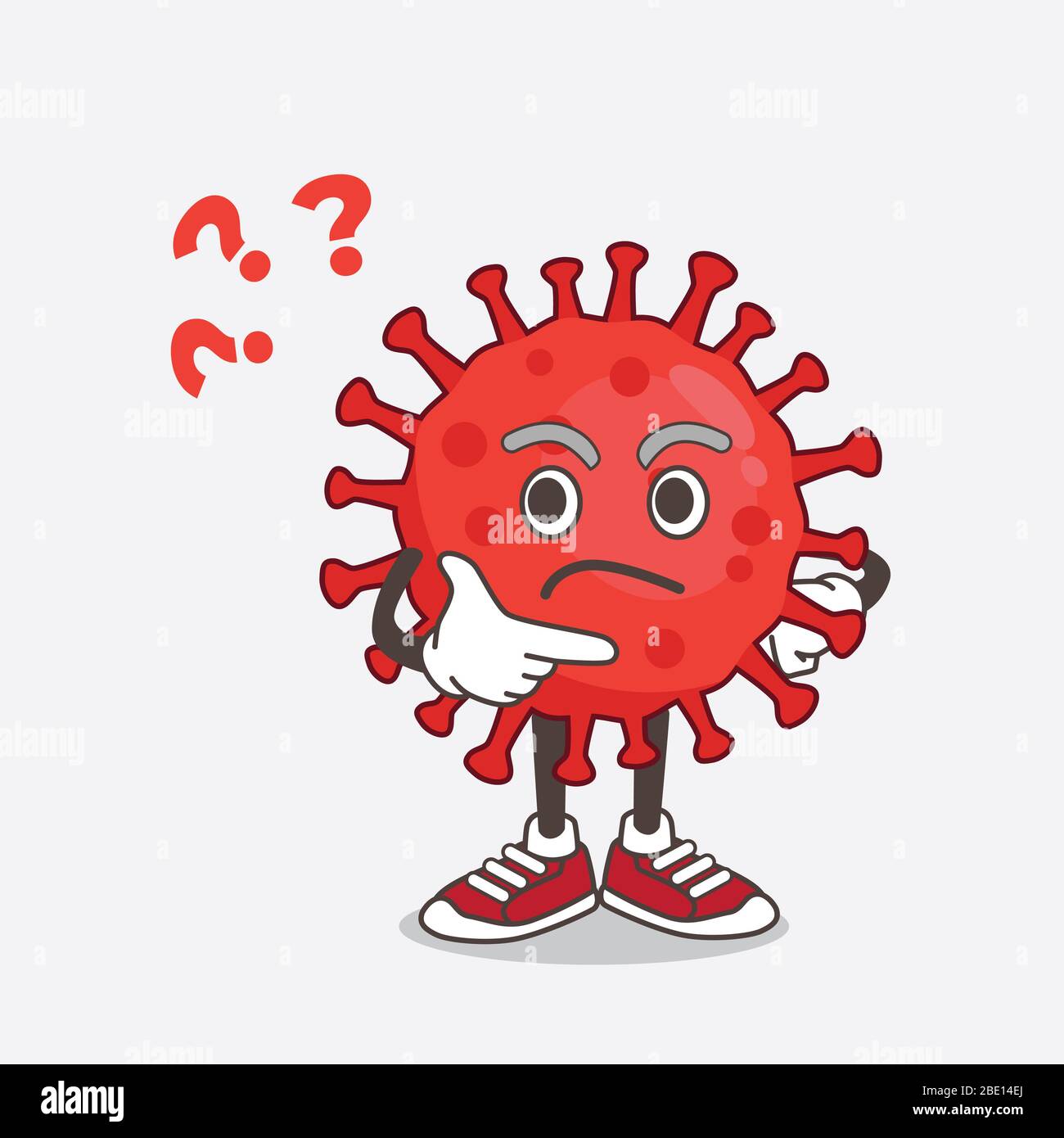 An illustration of Red Virus cartoon mascot character in a confused ...