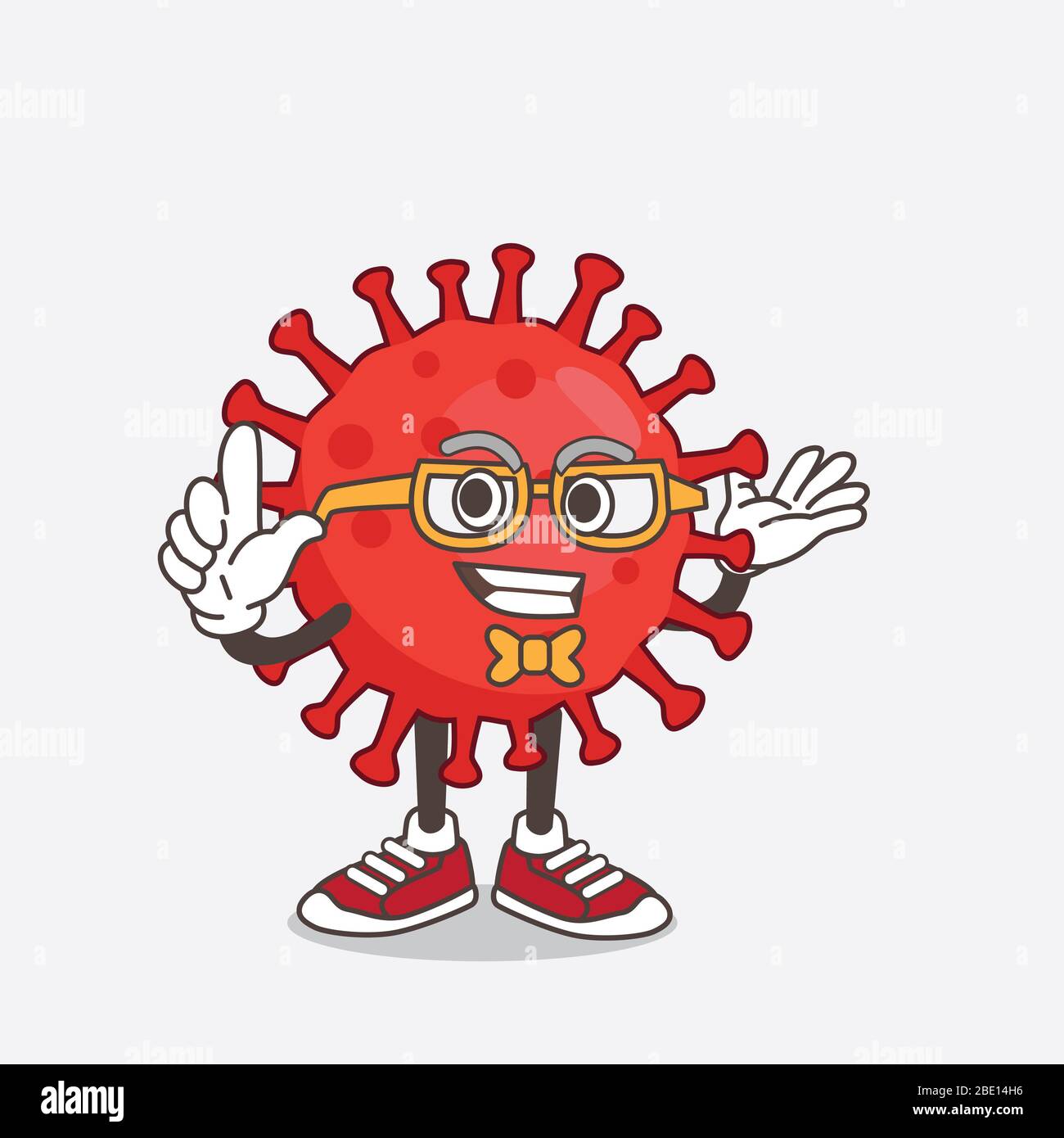 An illustration of Red Virus cartoon mascot character in geek style ...