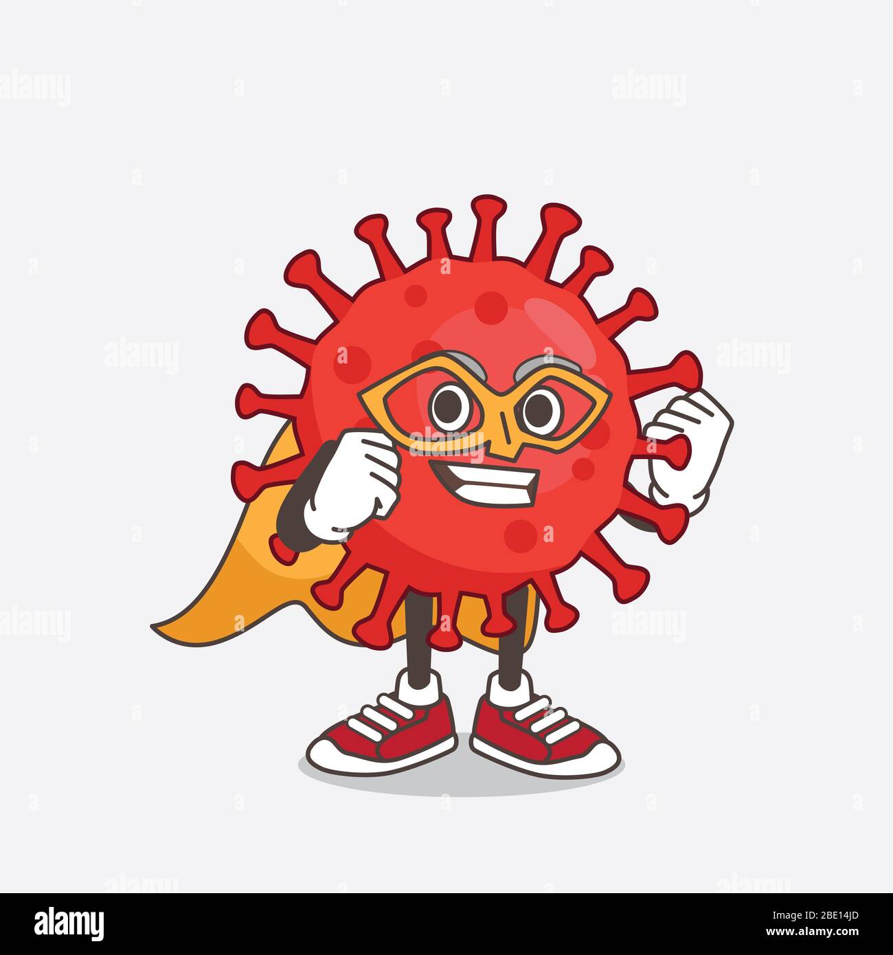 An illustration of Red Virus cartoon mascot character dressed as a ...