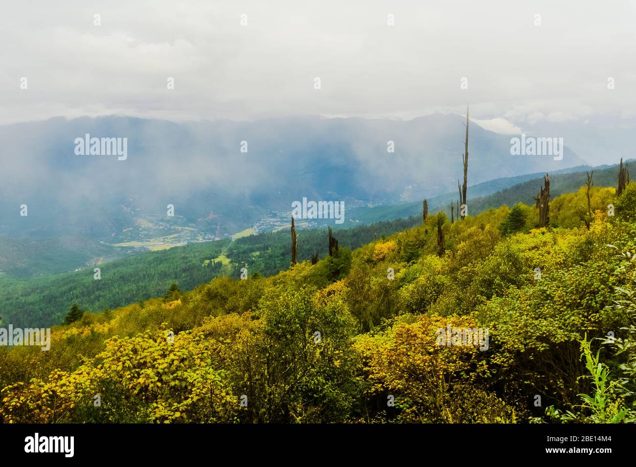 chele la pass over view to Paro town in bhutan kingdom of peace Stock ...