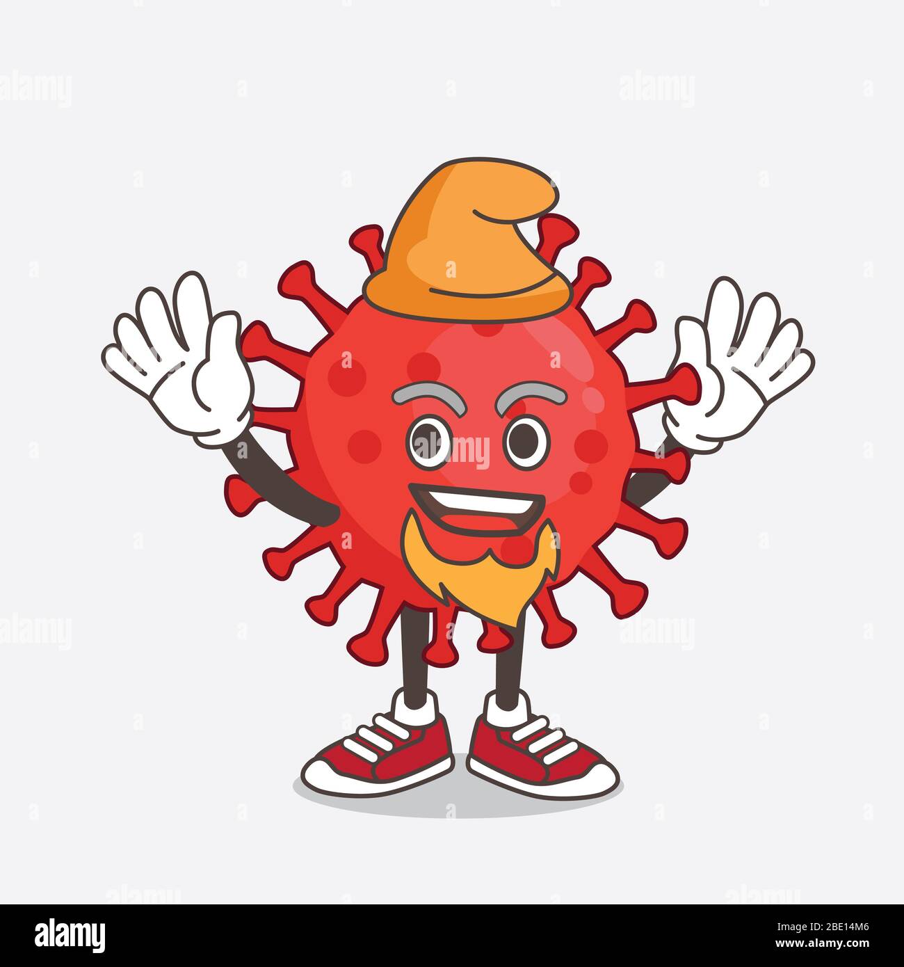 An illustration of Red Virus cartoon mascot character performed as an ...