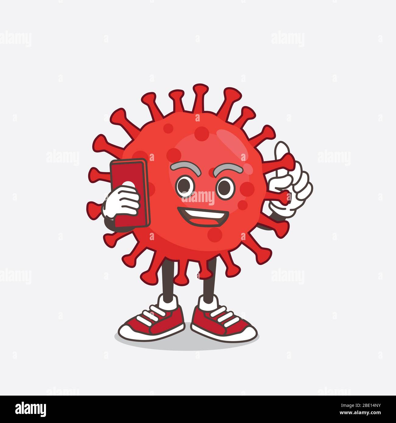 An illustration of Red Virus cartoon mascot character speaking on the ...