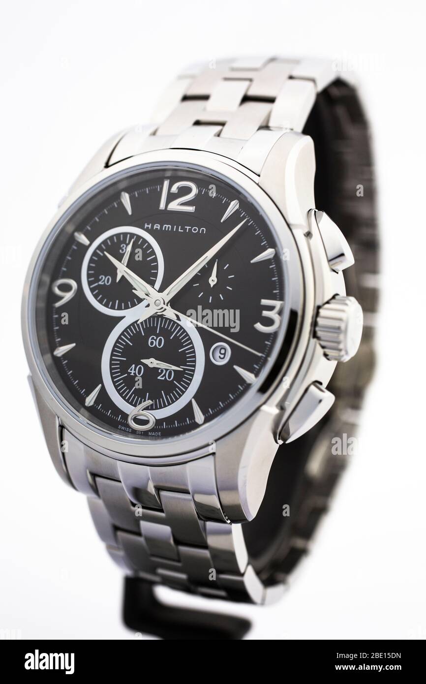 Biel, Switzerland 31.03.2020 - The close up of Hamilton man watch ...