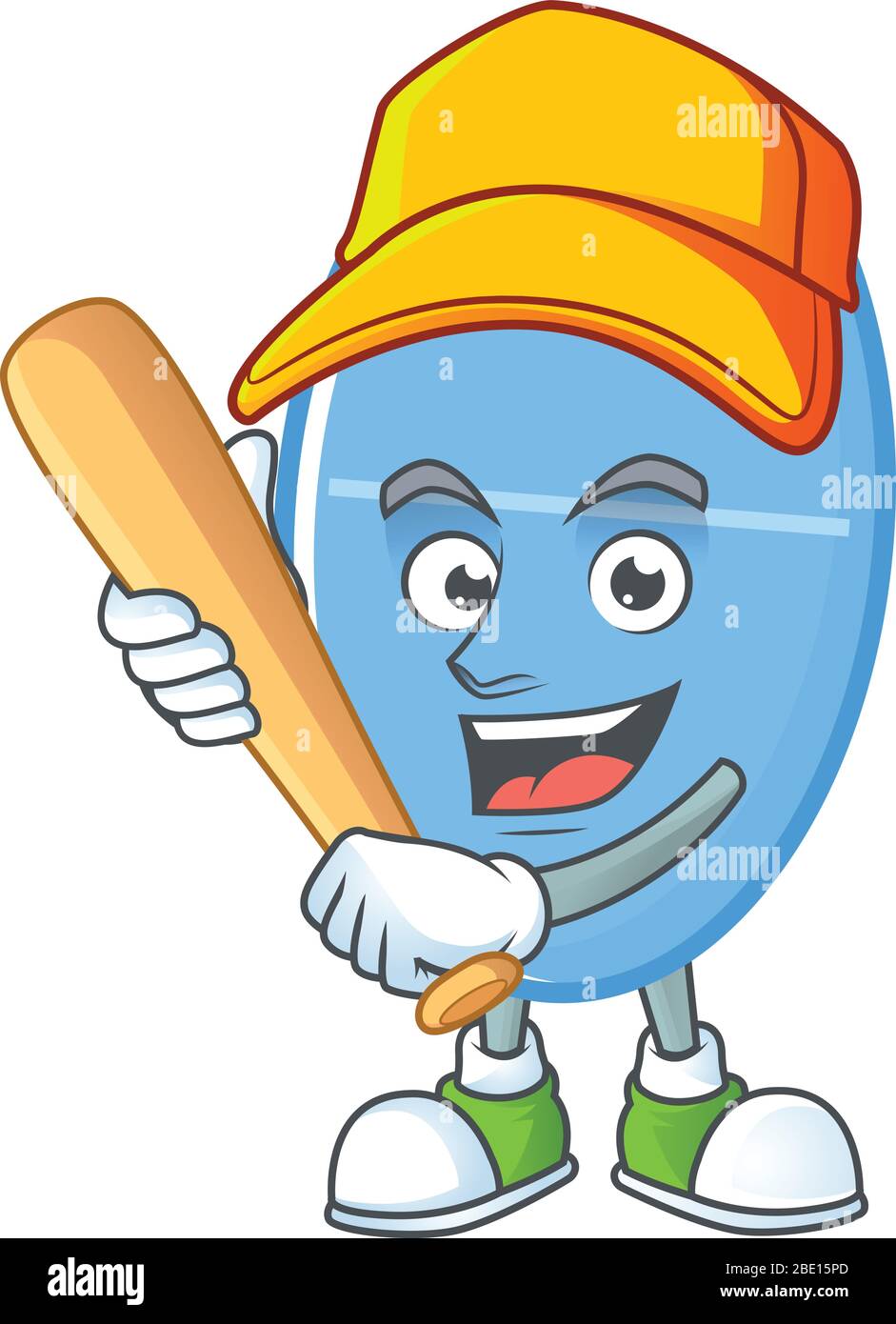 Blue capsule cartoon design concept of hold baseball stick Stock Vector ...