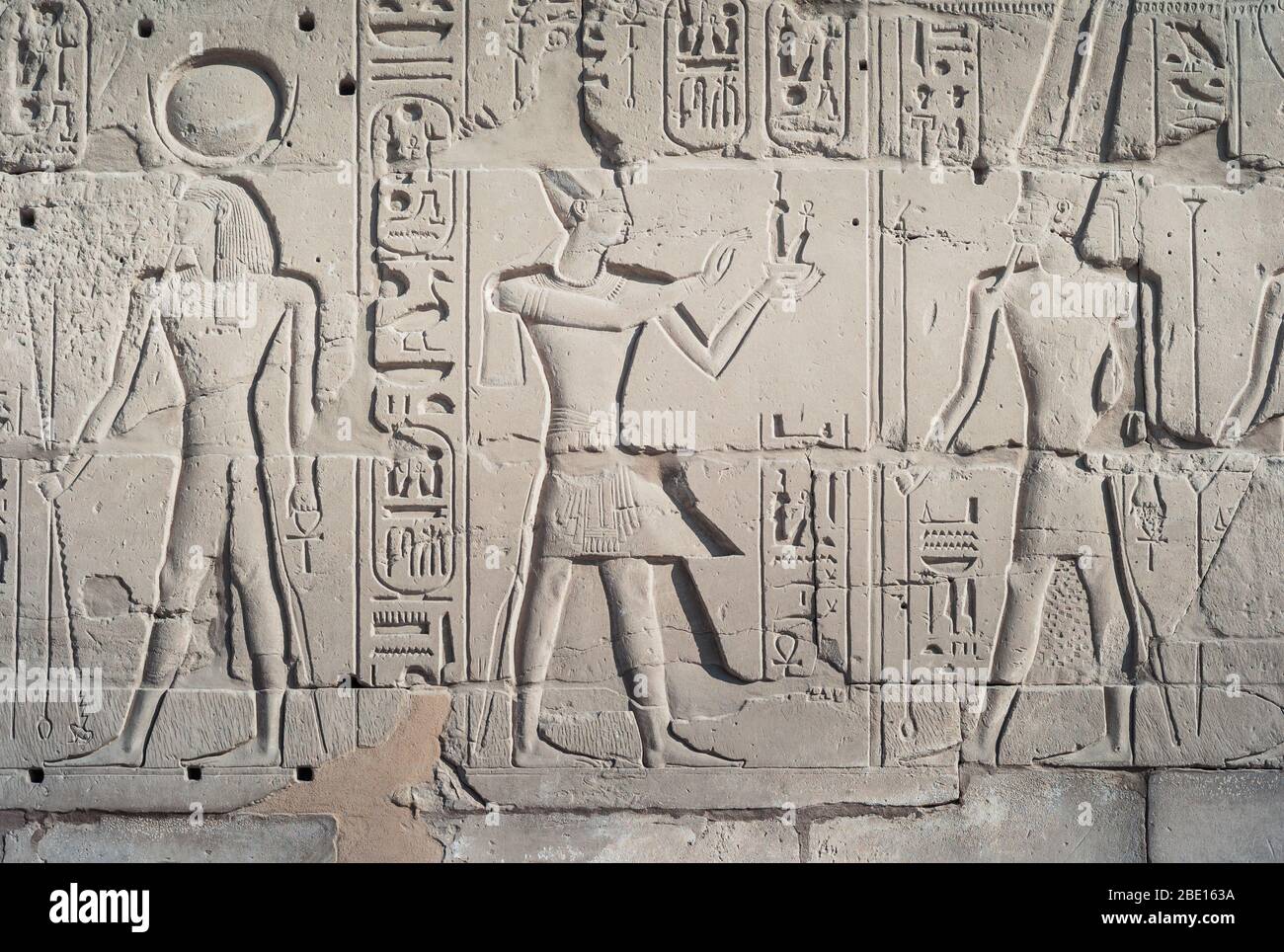 Bas-Relief of Pharaoh Ramesses II delivering Maat Sacrifice to God Amun ...