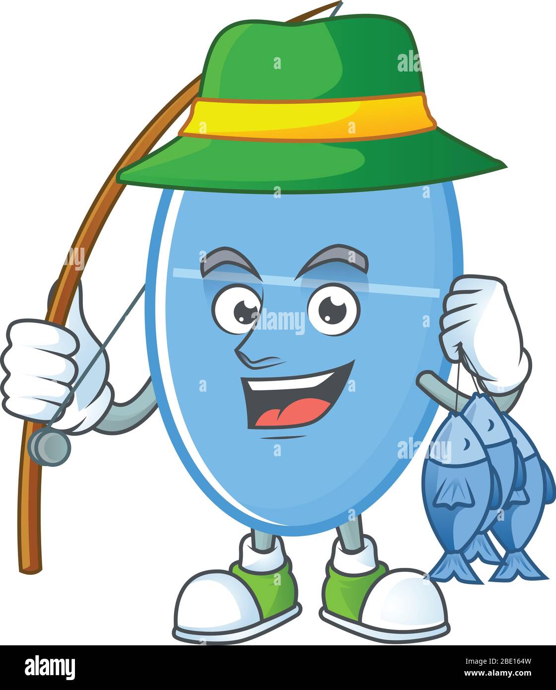 A Picture of blue capsule fisher mascot design catch a fish Stock ...