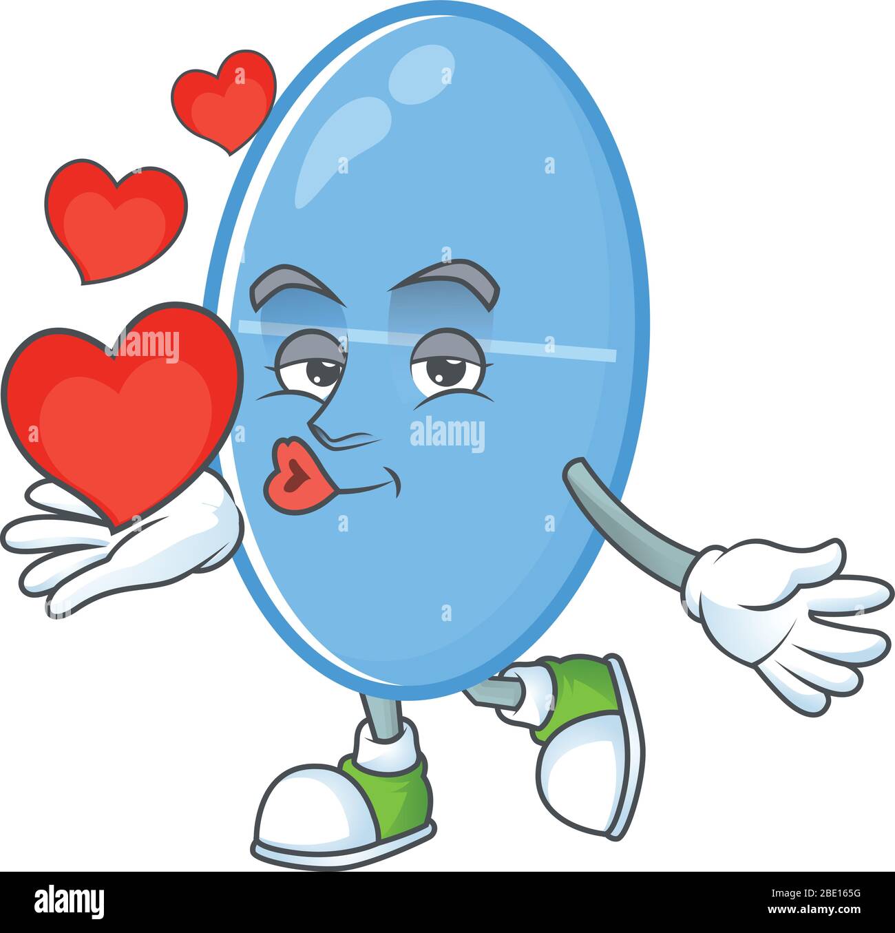 An adorable cartoon design of blue capsule holding heart Stock Vector ...