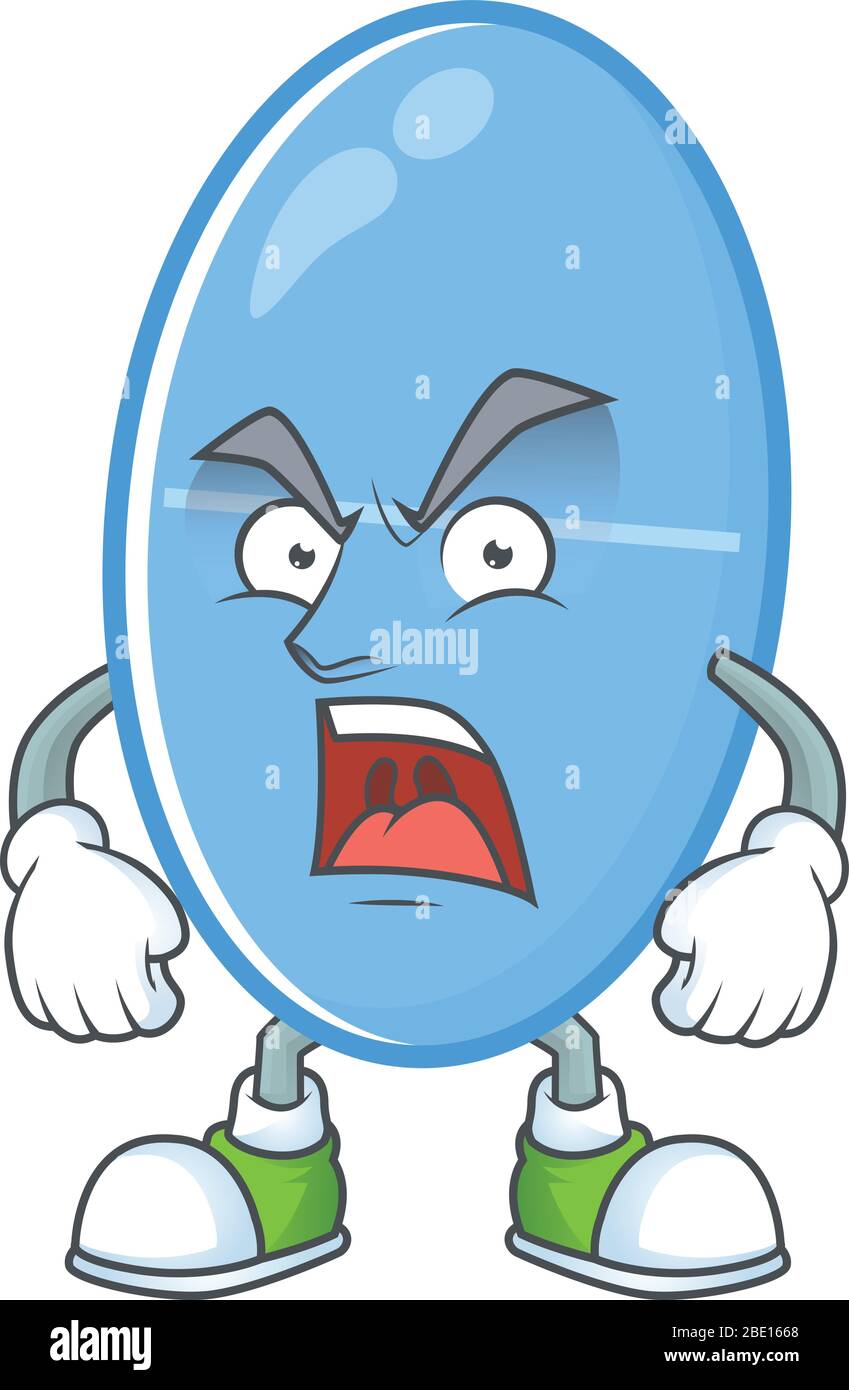 Blue capsule cartoon character design with mad face Stock Vector Image ...